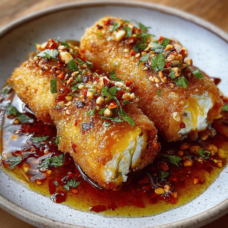 Oven Fried Feta Rolls with Chili Honey